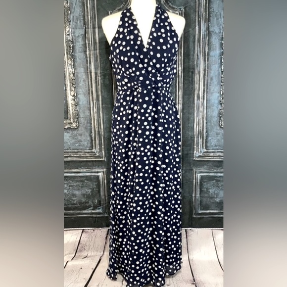 Chetta B | Dresses | Nwt Chetta B Sleeveless Navy White Polka Dot ...